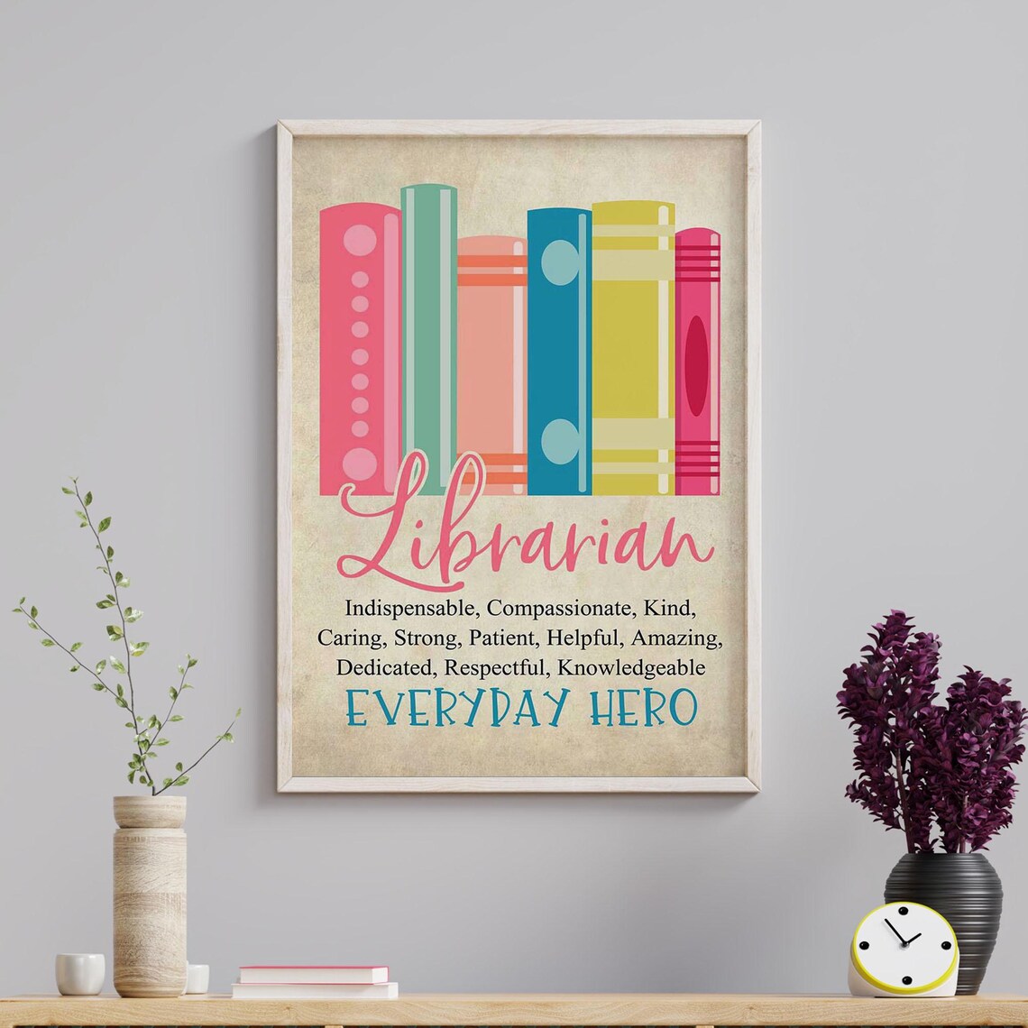 Library Teacher Appreciation Gift Unframed Poster, Bohemian Hippie ...