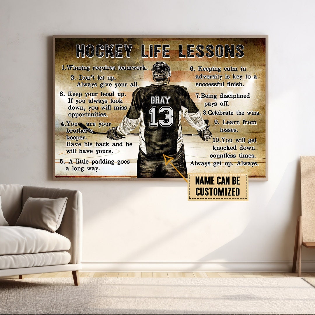 Personalized Hockey Life Lessons Poster, Hockey Wall Hanging, Hockey ...