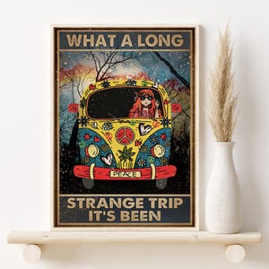 Hippie Girl on the Bus Print, What A Long Strange Trip It’s Been ...