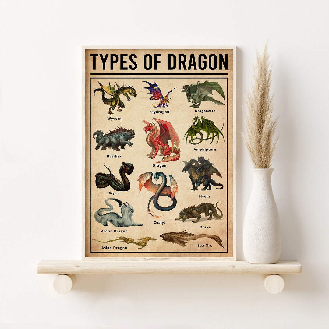 Dragon Knowledge Decor, Type of Dragon Knowledge Poster, Gift for ...