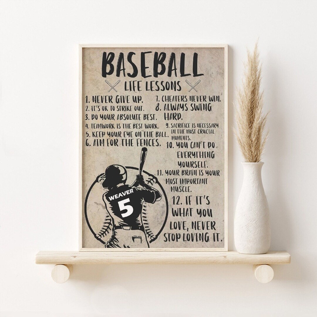 Personalized Baseball Life Lessons Poster, Baseball Wall Hanging ...