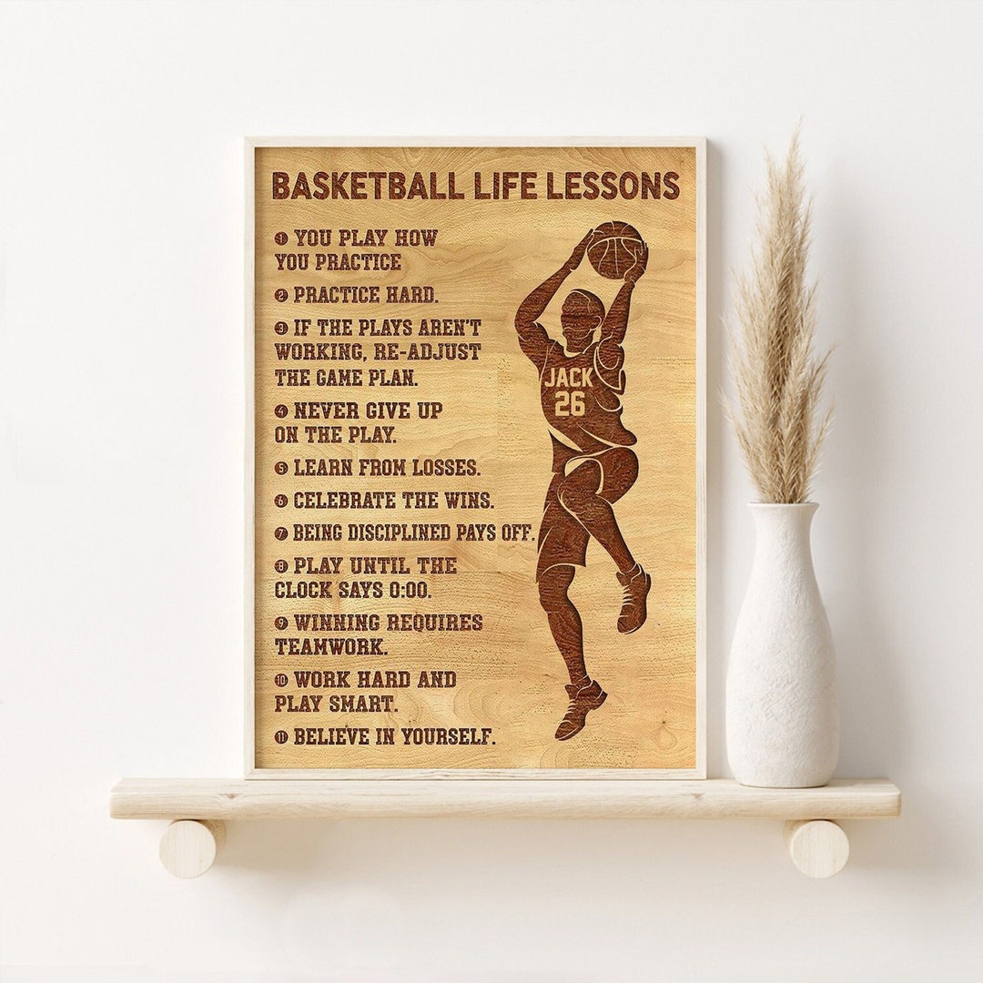Personalized Basketball Life Lessons Poster, Basketball Wall Hanging ...