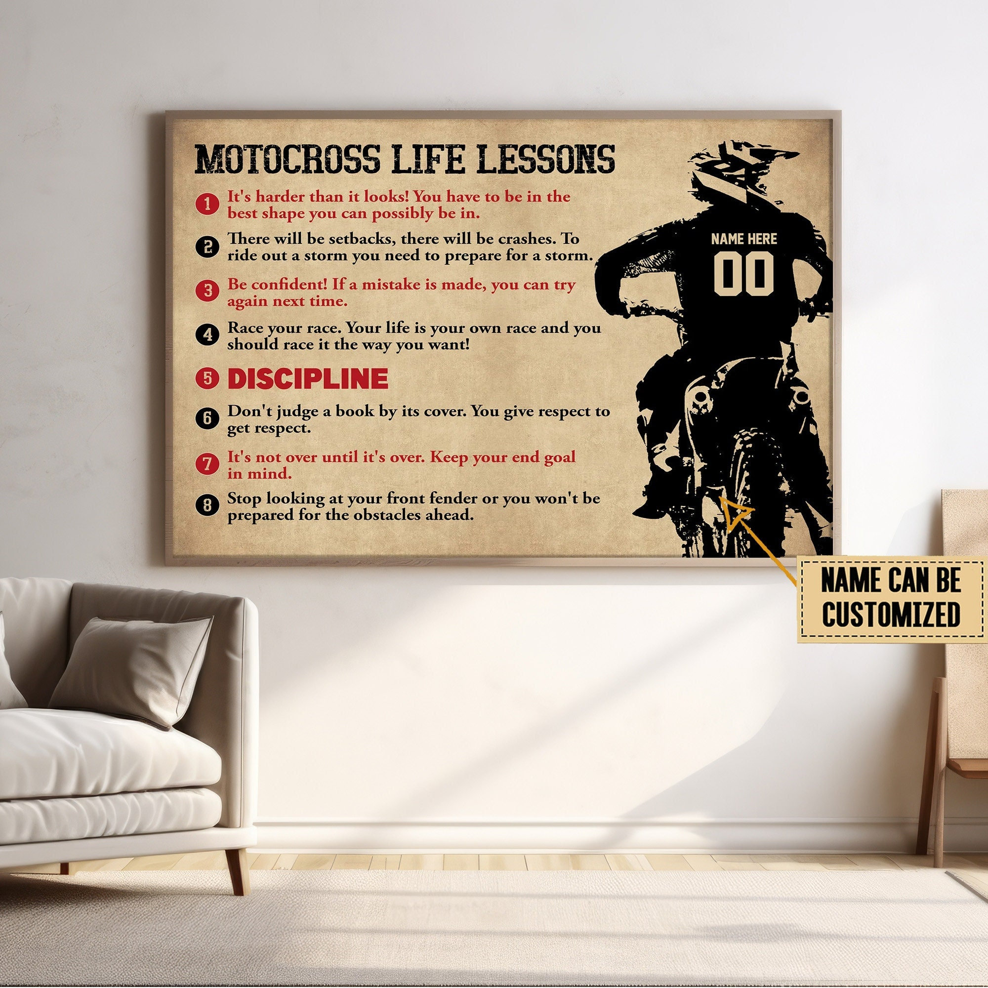 Motocross Life Lessons Poster, Dirt Bike Gift for Dad, Dirtbike Wall ...