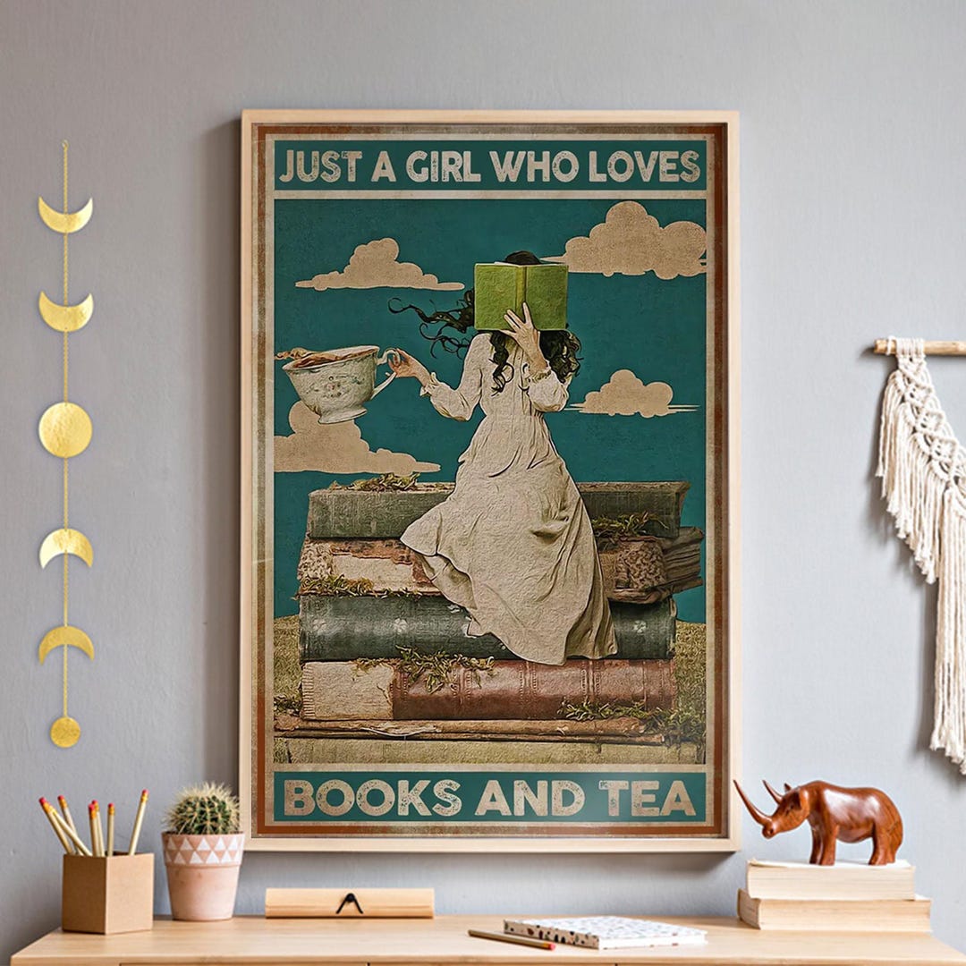 Girl Reading With Tea Wall Art, Just A Girl Who Loves Book and Tea ...
