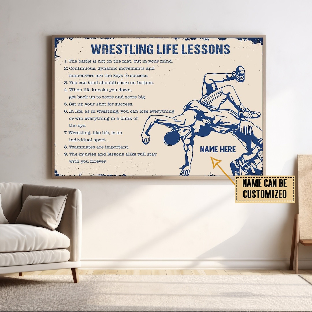 Personalized Wrestling Life Lessons Poster, Wrestling Wall Hanging ...