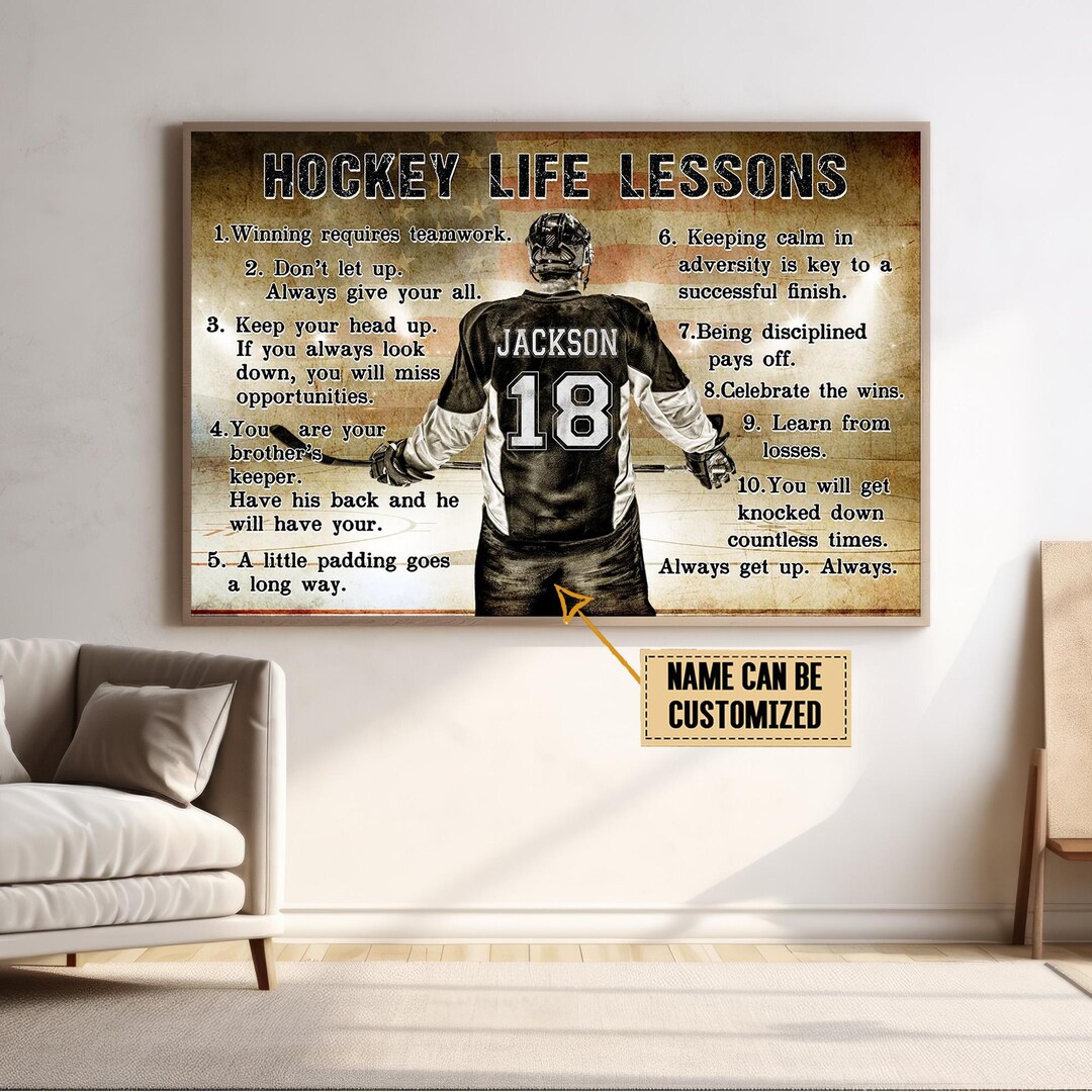 Personalized Hockey Life Lessons Poster, Teen Boy Room Decor ...