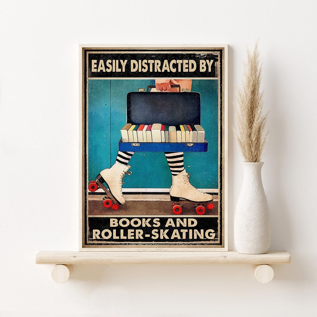 Roller Girl Book Print, Easily Distracted by Books and Roller Skating ...
