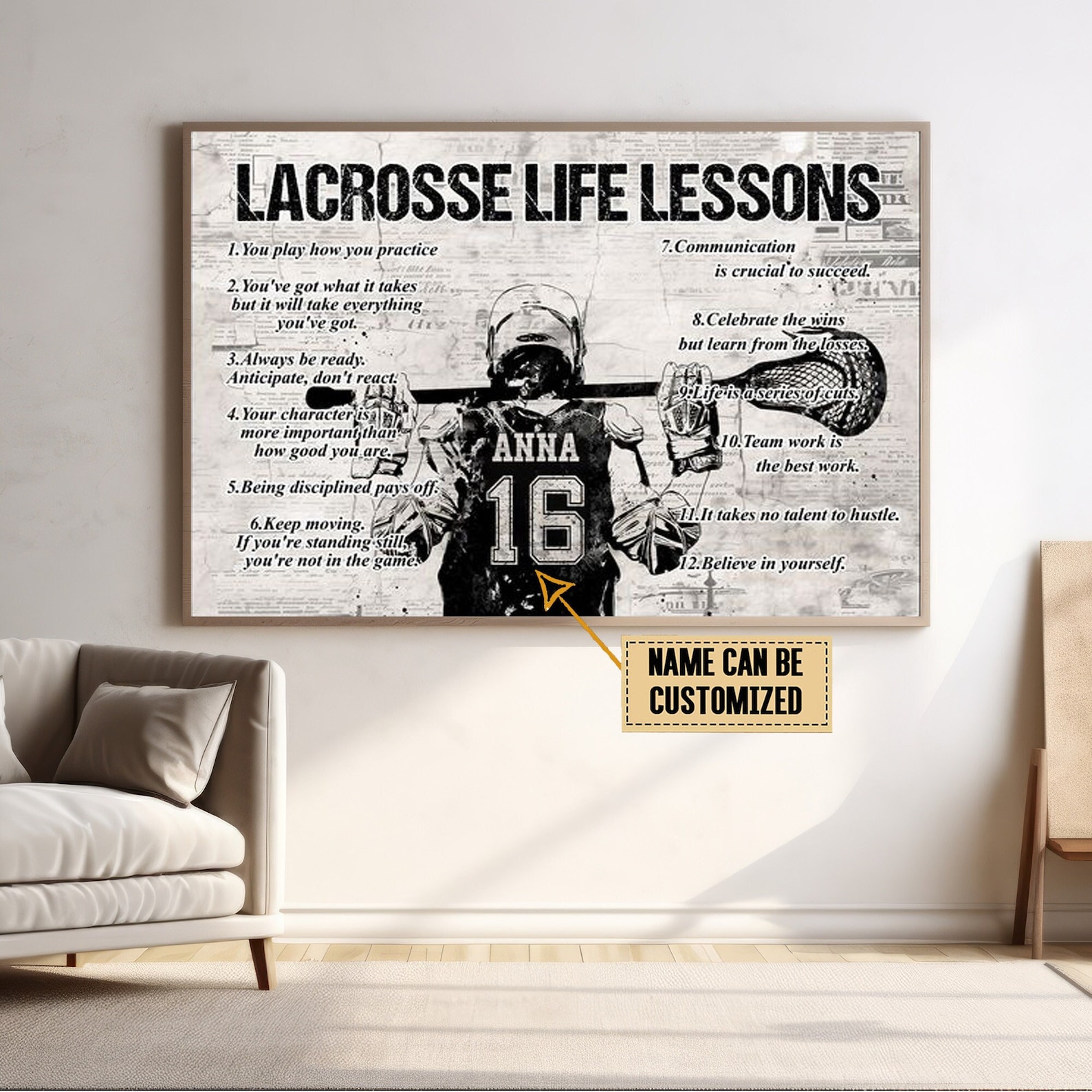 Personalized Lacrosse Life Lessons Poster, Lacrosse Wall Hanging ...