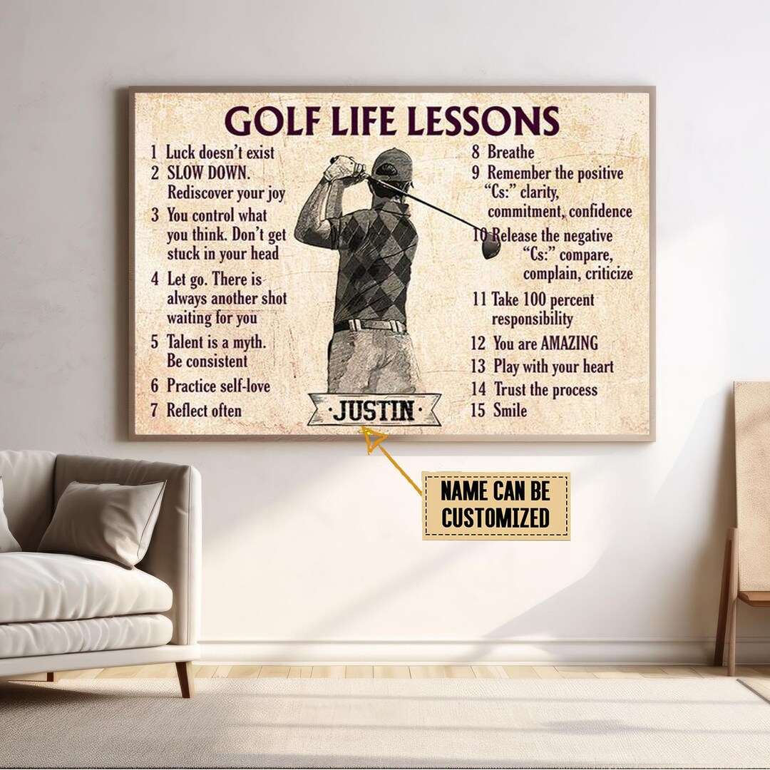 Personalized Golf Life Lessons Poster, Golf Wall Hanging, Motivational ...