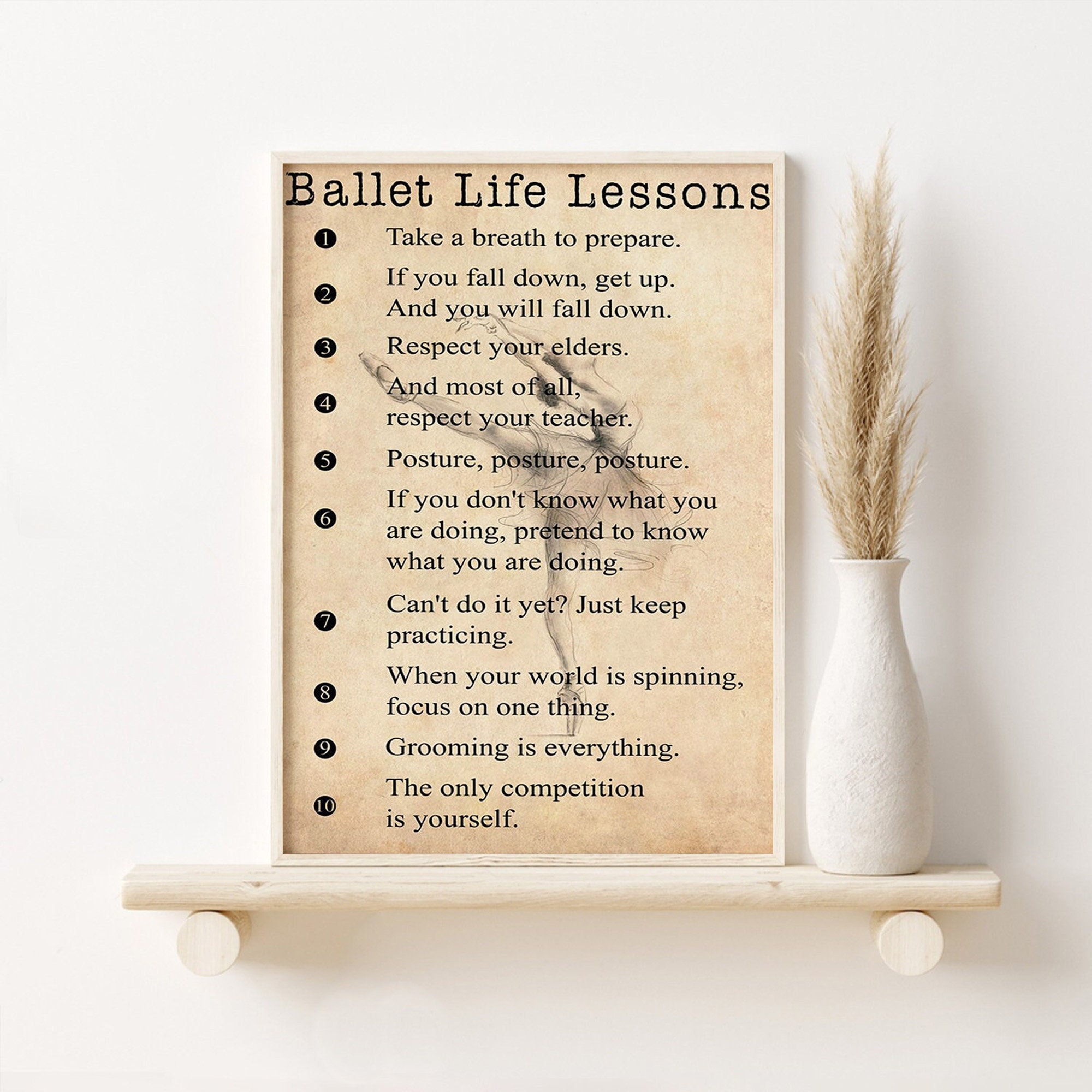 Ballet Life Lessons Poster, Ballerina Girl Room Art, Ballet Lover Gift ...