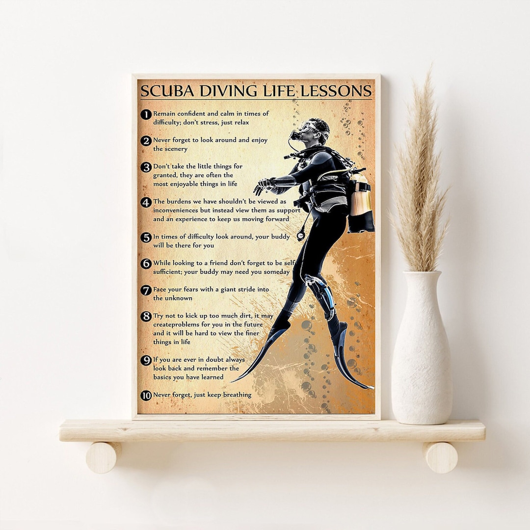 Scuba Diving Life Lesson Poster, Scuba Diving Wall Hanging, Scuba ...