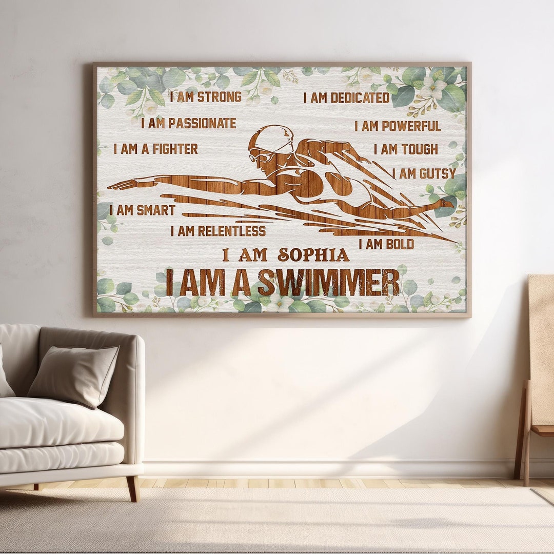 Personalized I Am A Swimmer Poster, Swimming Wall Hanging, Swimming ...