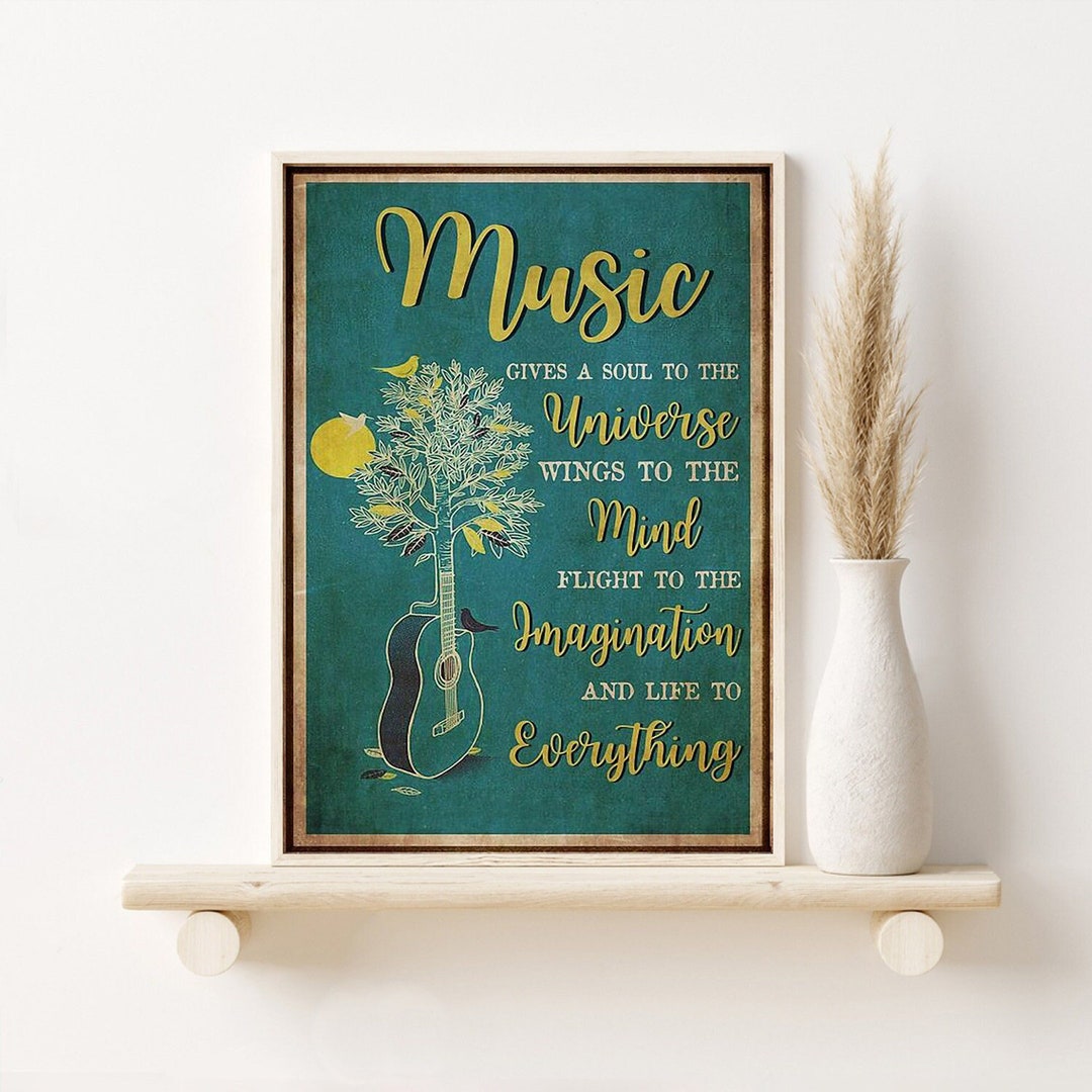 Guitar Music Tree Art Print, Music Gives A Soul to the Universe Poster ...