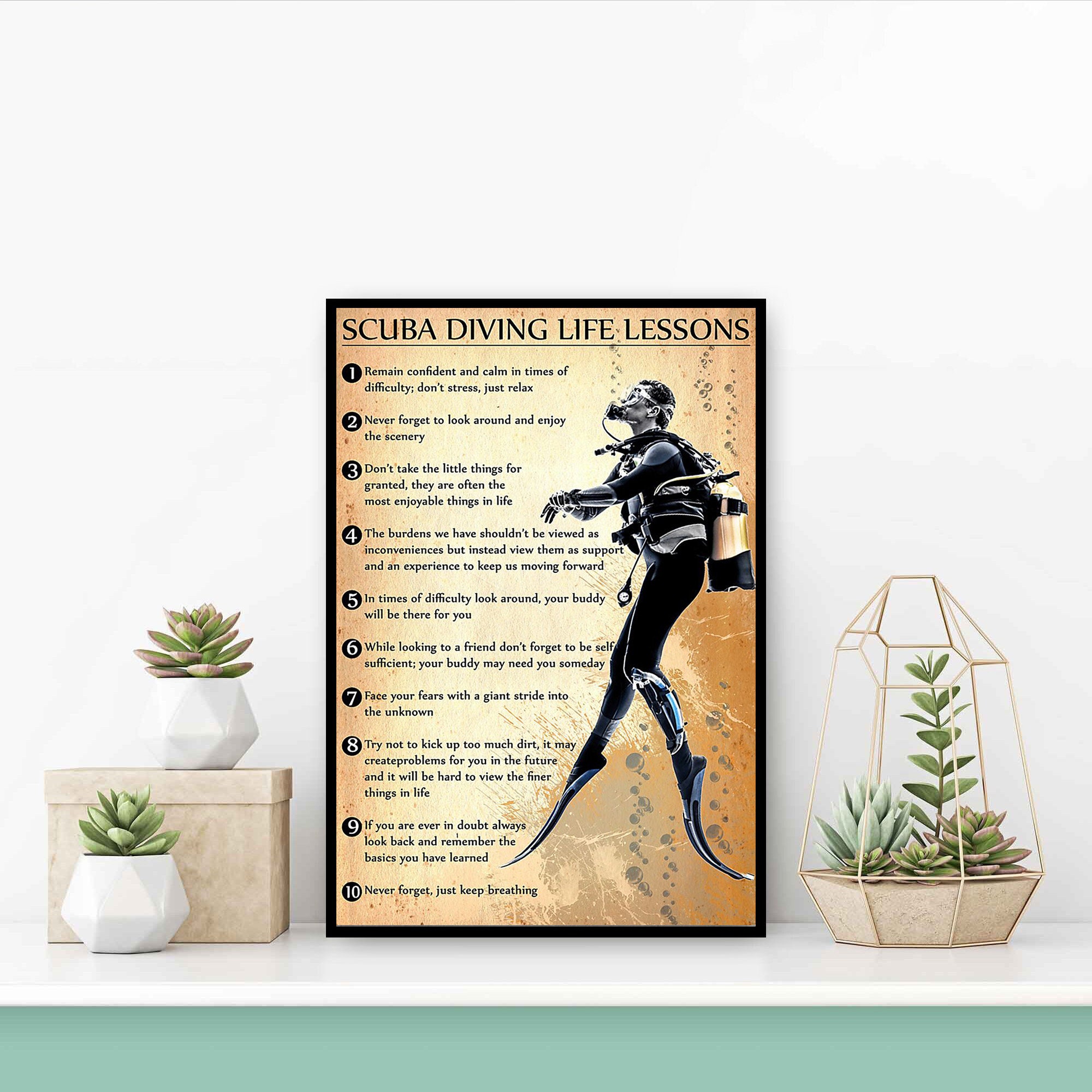Scuba Diving Life Lesson Poster, Scuba Diving Wall Hanging, Scuba ...