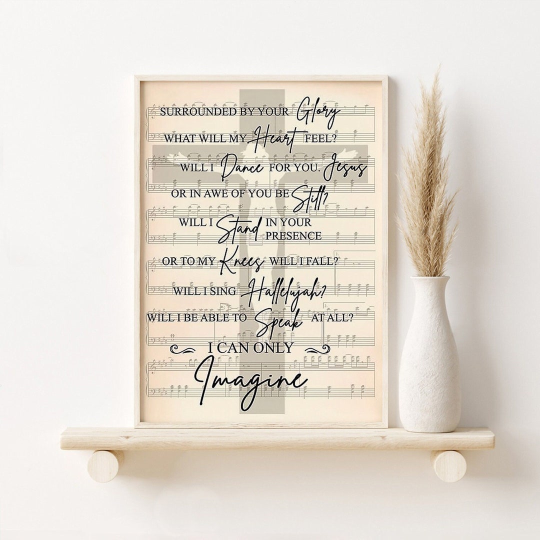 Jesus on Cross Music Sheet Art Print, I Can Only Imagine Mercyme Poster ...