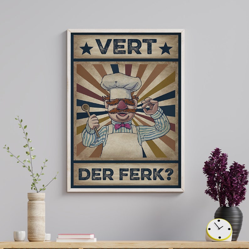Vert Der Ferk Swedish Chef Meme Poster, Funny Chef Wall Art, Cooking ...