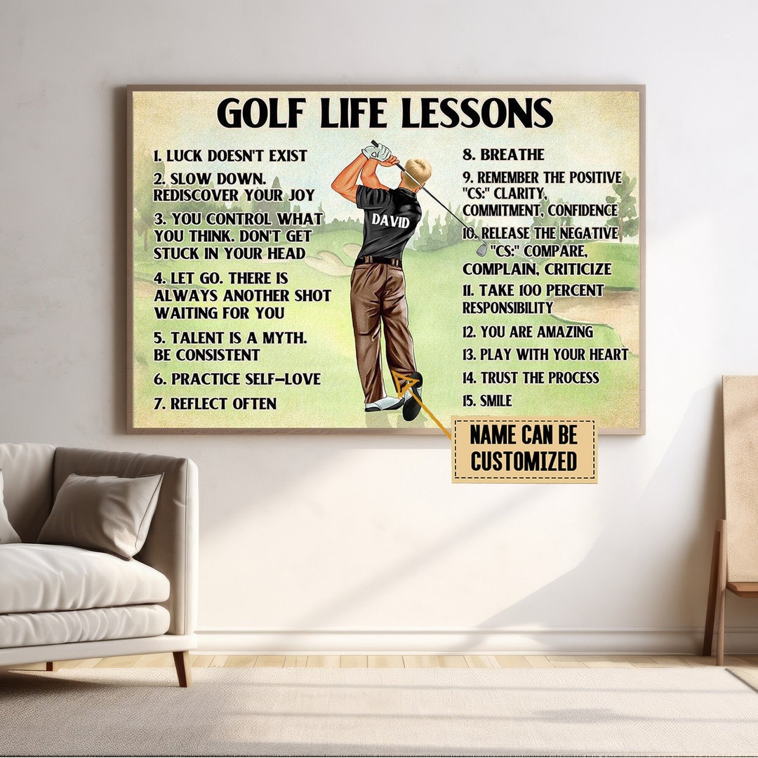 Personalized Golf Life Lessons Poster, Golf Wall Hanging, Golf Man Room ...
