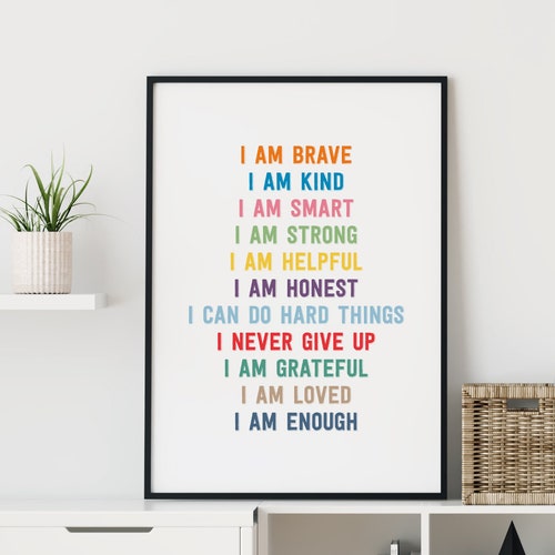 I Am Brave Affirmation Poster for Kids Nursery Wall Art I Am - Etsy