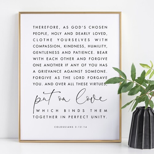 Bible Verse Printable Colossians 3:12 Clothe Yourselves With - Etsy