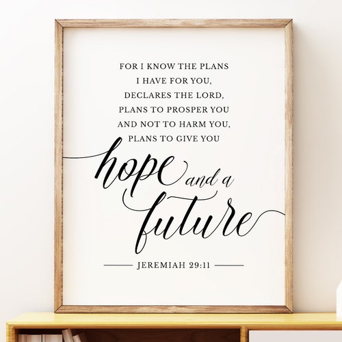 SALE Nursery Bible Verse Art Print Jeremiah 29:11 for I Know - Etsy