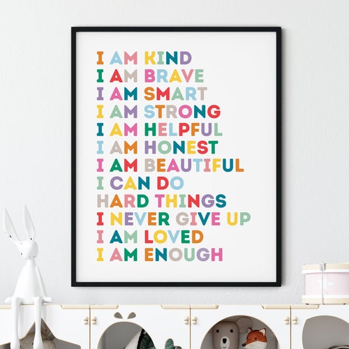 Positive Affirmation Sign Kids Decor Daily Affirmations - Etsy