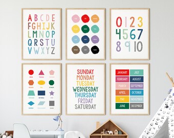 Minimalist Alphabet Posters Educational Prints Set Numbers | Etsy