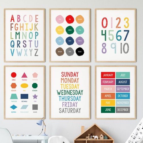 Rainbow Days of the Week Poster Nursery Art Homeschool - Etsy