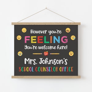 School Counselor Office Personalized Welcome Sign, Child Counselor Door ...