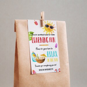 Teacher Appreciation Summer Gift Tag, Your Turn to Relax in the Sun ...