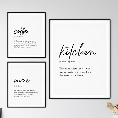 Kitchen Wall Decor Set of 3 Kitchen Definition Signs Hangry | Etsy