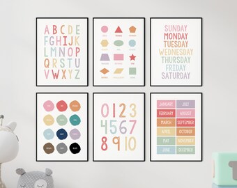 Minimalist Alphabet Posters Educational Prints Set Numbers | Etsy