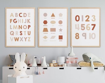 Minimalist Alphabet Posters Educational Prints Set Numbers | Etsy