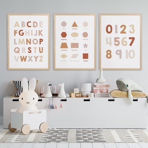 Pastel Alphabet Posters Educational Prints Set of 3 Numbers | Etsy