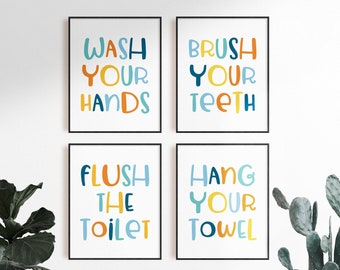 Kids Bathroom Art Printable Funny Bathroom Decor Wipe Your - Etsy