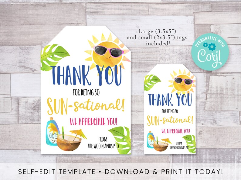 Teacher Summer Thank You Gift Tag Sun-sational Nurse - Etsy