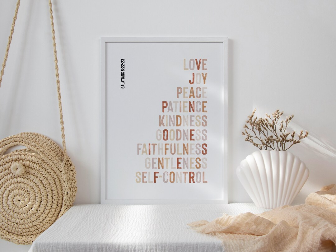 Fruit of the Spirit Boho Wall Art, Love Joy Peace Bible Verse Prints ...