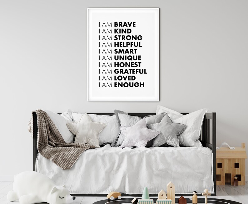 I Am Brave Affirmation Poster for Kids Nursery Wall Art I Am | Etsy