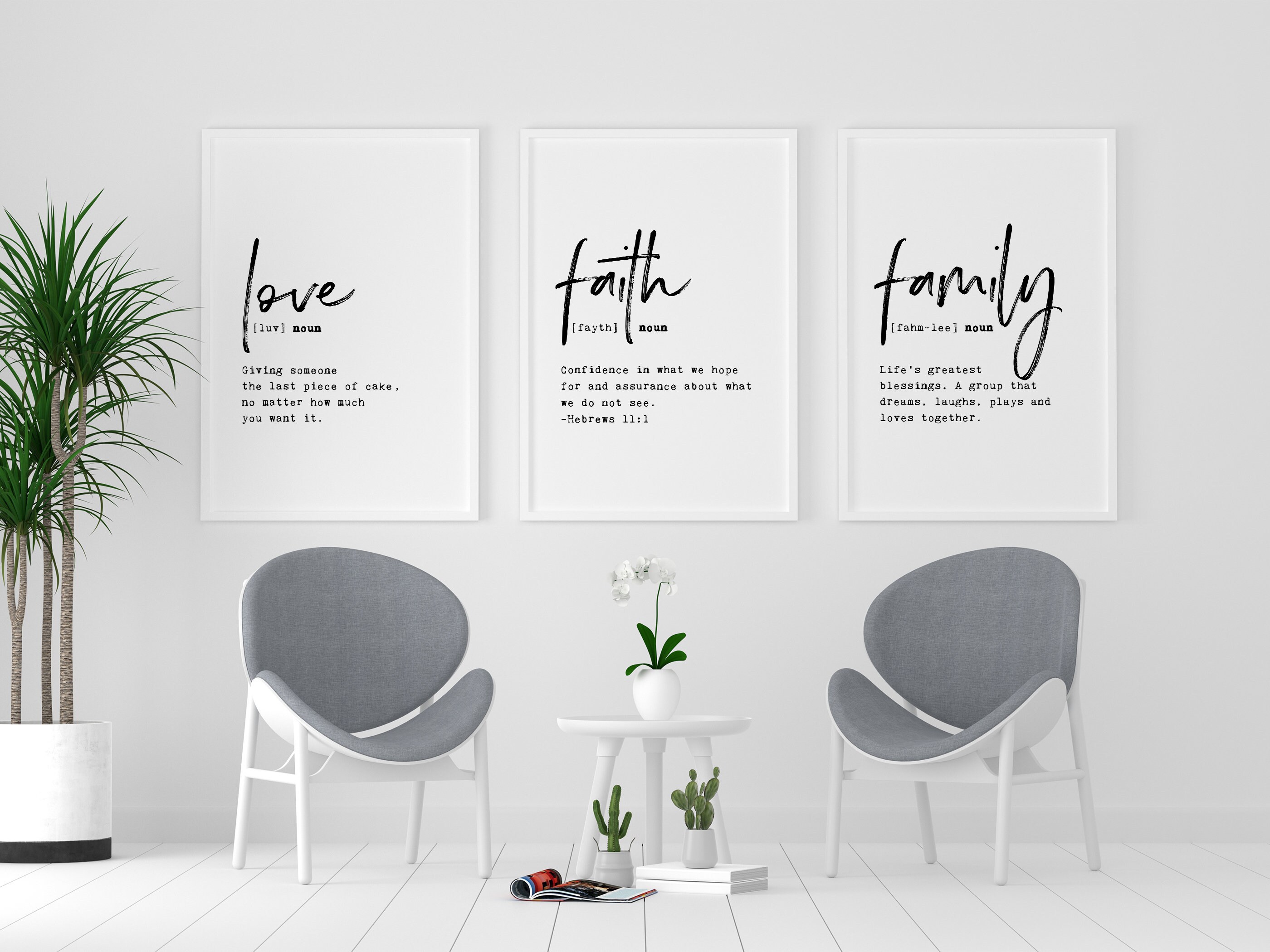 Family Quote Sign Set of 3 Inspirational Wall Arts Positive | Etsy