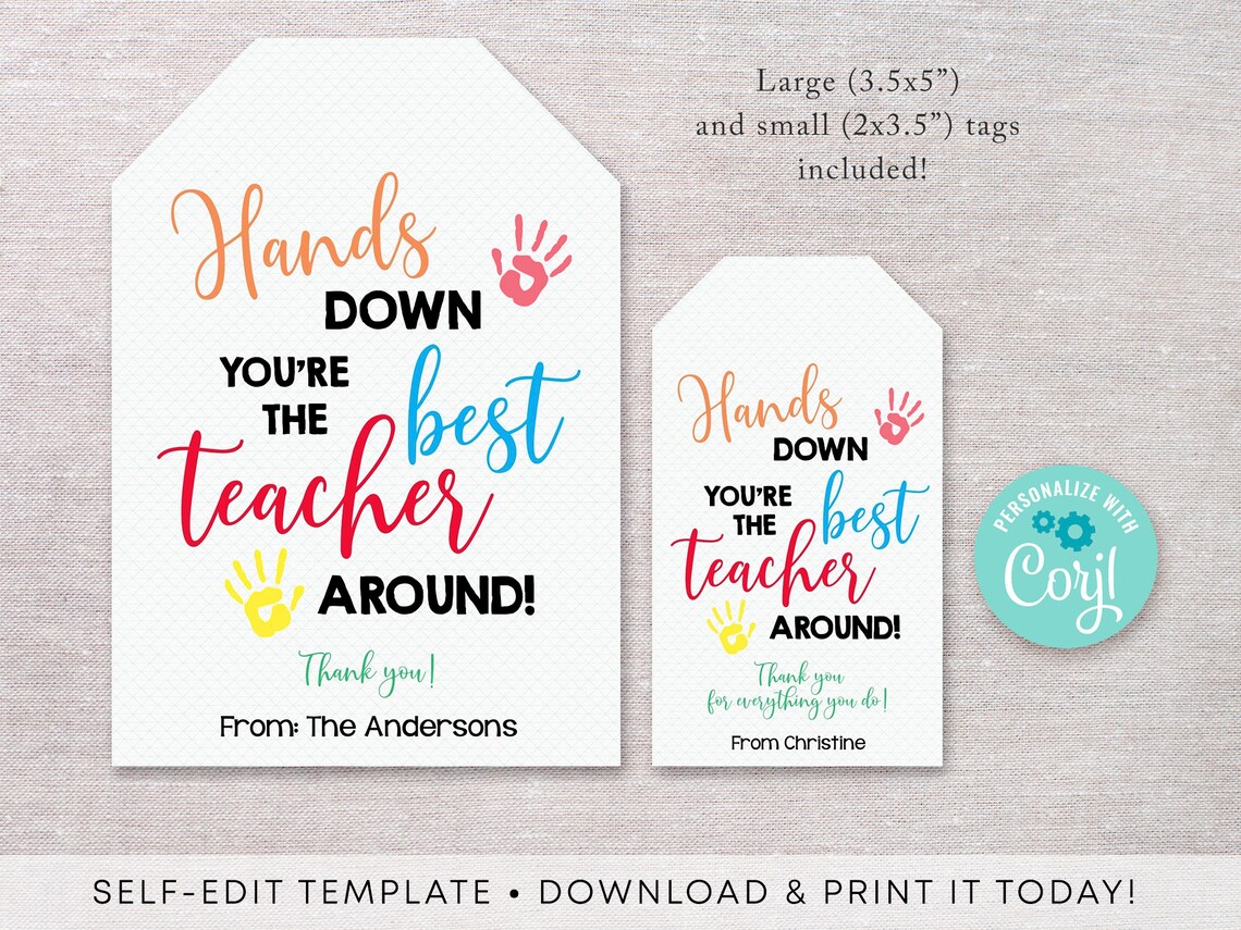 Editable Hands Down You're The Best Around Teacher | Etsy
