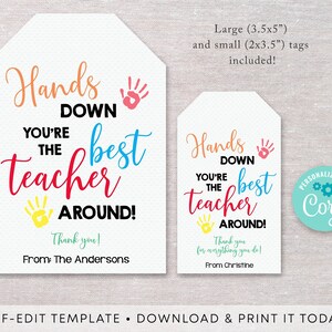 Editable Hands Down You're The Best Around Teacher | Etsy