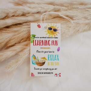 Teacher Appreciation Summer Gift Tag, Your Turn to Relax in the Sun ...