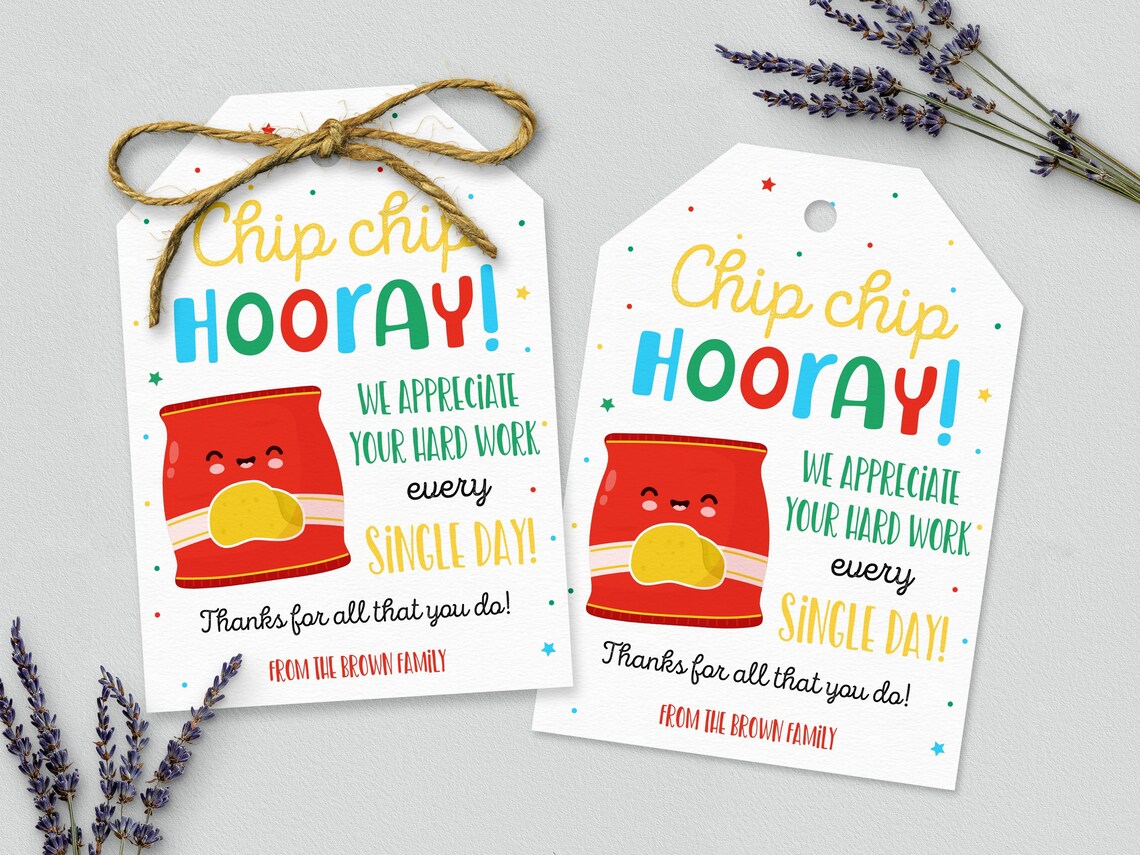 Chips Thank You Tag Editable Chip Chip Hooray Gift Tag for - Etsy