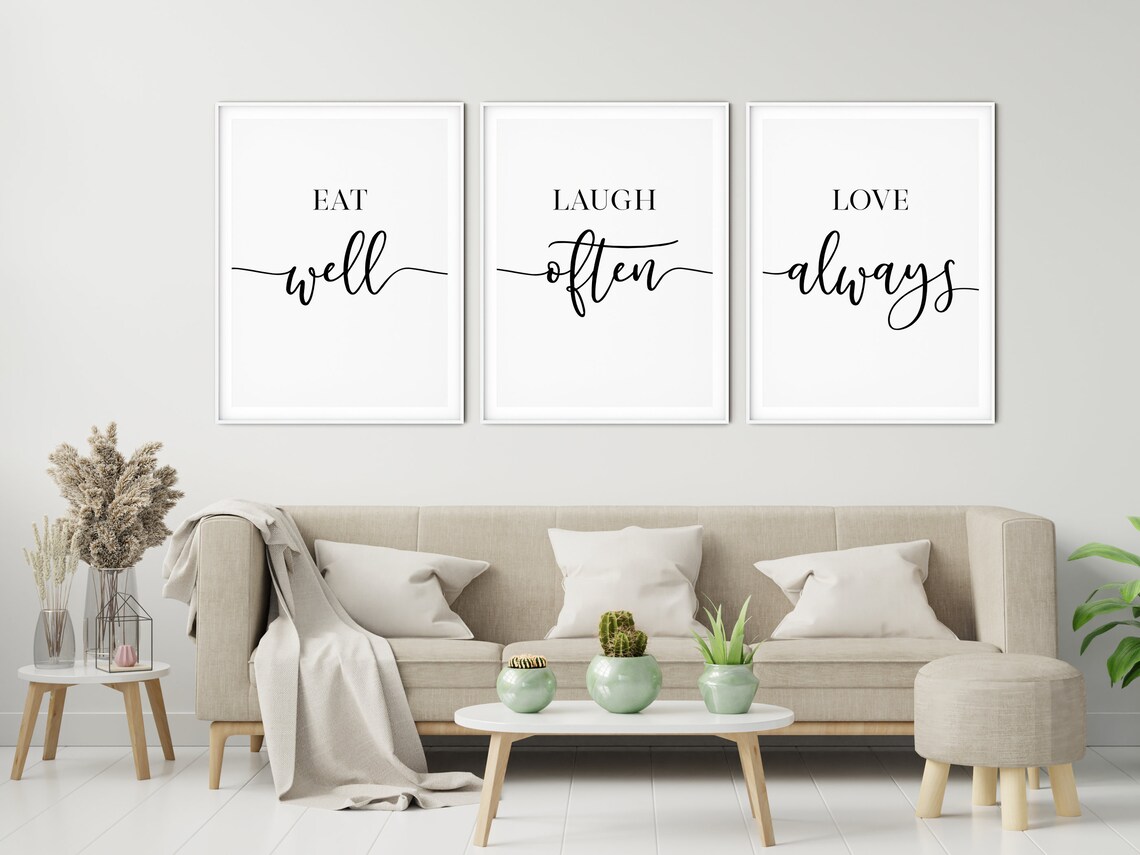 Eat Laugh Love Print Eat Well Laugh Often Love Always Kitchen - Etsy