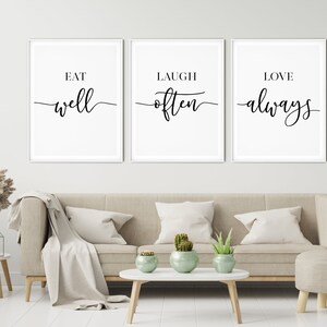 Eat Laugh Love Print, Eat Well Laugh Often Love Always Kitchen Wall Art ...