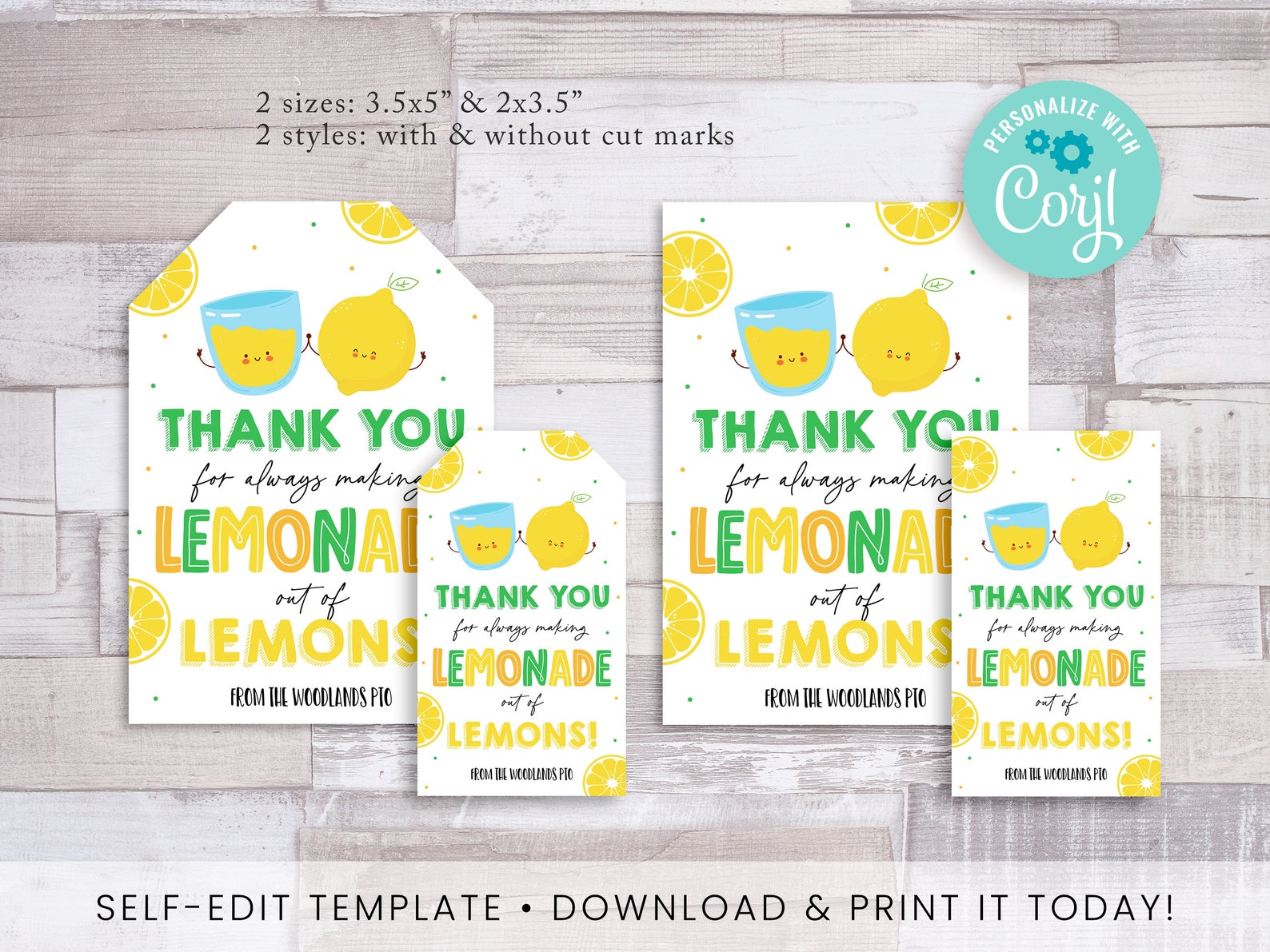 Editable Lemon Thank You Gift Tag, Making Lemonade Out of Lemons ...
