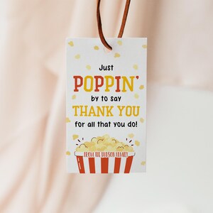 Popping by to Say Thank You, Popcorn Favor Tag, Teacher Nurse ...