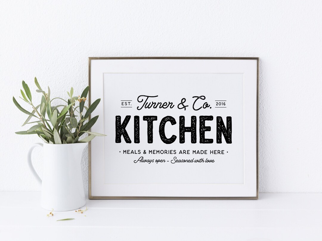 Personalized Family Kitchen Sign, Custom Last Name Established Poster ...
