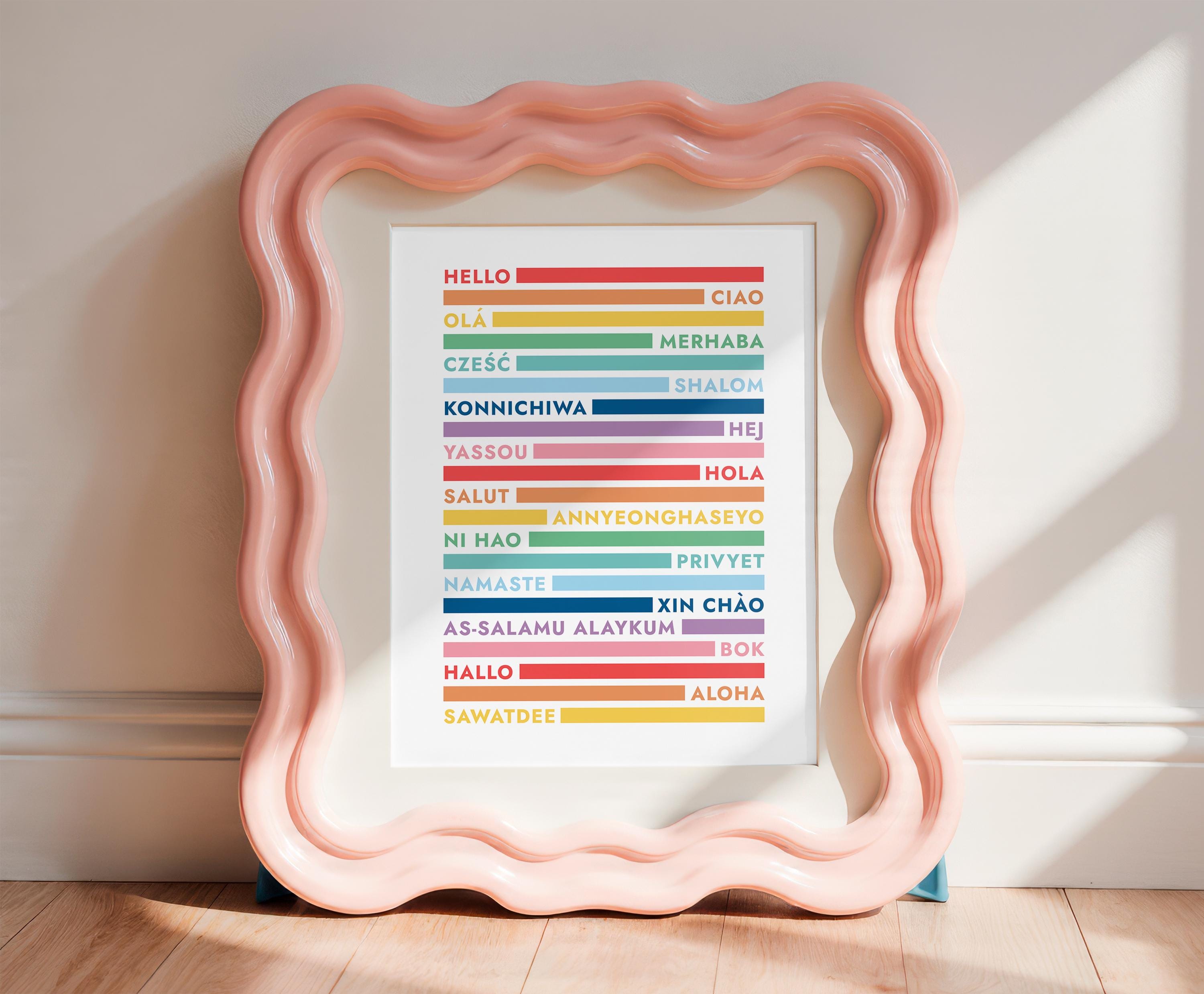 Hello in Different Languages Print, Rainbow Welcome Entryway Sign ...