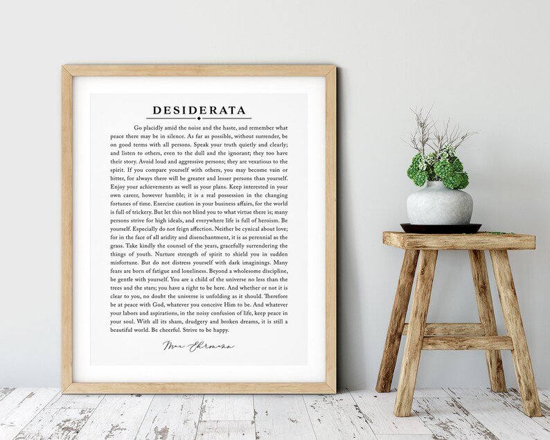 Desiderata Print Max Ehrmann Poem Art Literary Quote Print - Etsy Singapore