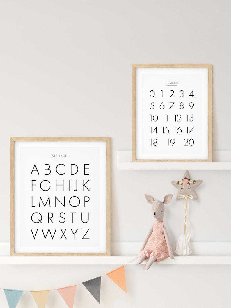 Minimalist Alphabet Posters Educational Prints Set Numbers - Etsy